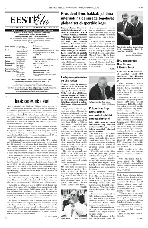 Eesti Elu Nr. 47 - 22. november 2013 - Eesti Elu
