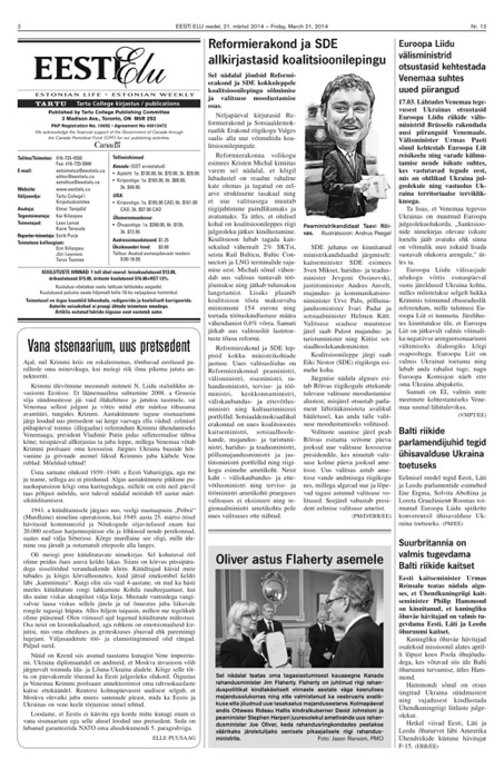 Eesti Elu Nr. 12 - 21. märt 2014 - Eesti Elu