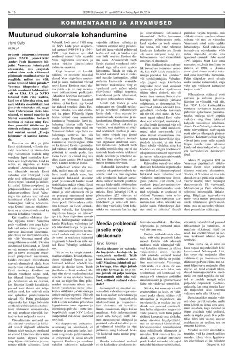 Eesti Elu Nr. 15 - 11. aprill 2014 - Eesti Elu