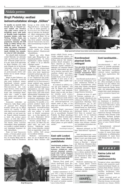 Eesti Elu Nr. 15 - 11. aprill 2014 - Eesti Elu