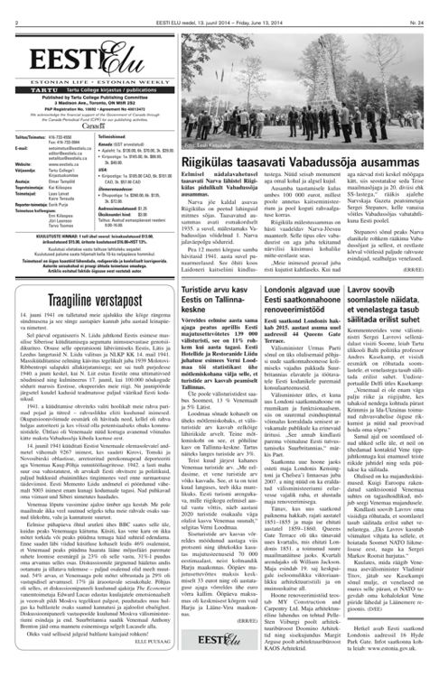 Eesti Elu Nr. 24 - 13. juuni 2014 - Eesti Elu