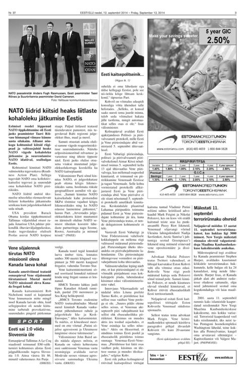 Eesti Elu Nr. 37 - 12. september 2014 - Eesti Elu
