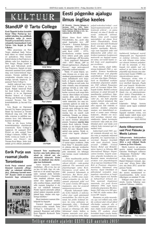 Eesti Elu Nr. 50 - 12. detsember 2014 - Eesti Elu