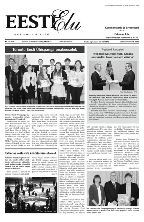 Eesti Elu Nr. 12 - 27. märts 2015 - Eesti Elu
