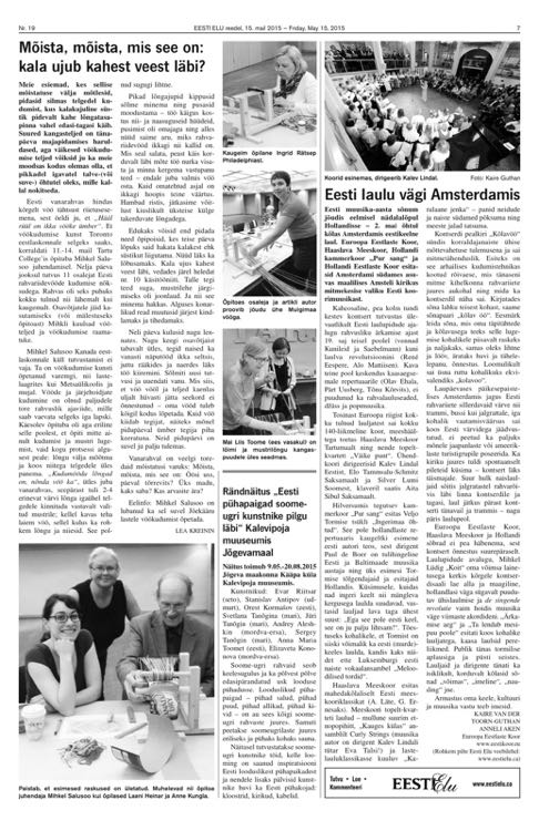 Eesti Elu Nr. 19 - 15. mai 2015 - Eesti Elu