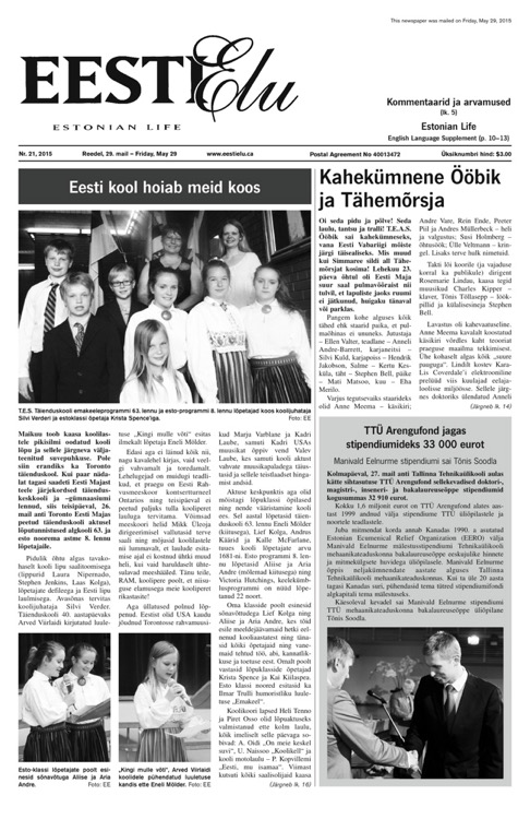 Eesti Elu Nr. 21 - 29. mai 2015 - Eesti Elu