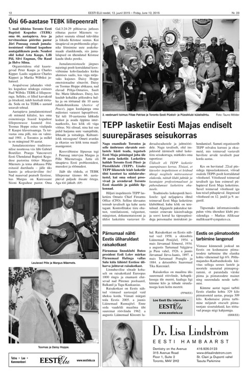 Eesti Elu Nr. 23 - 12. juuni 2015 - Eesti Elu