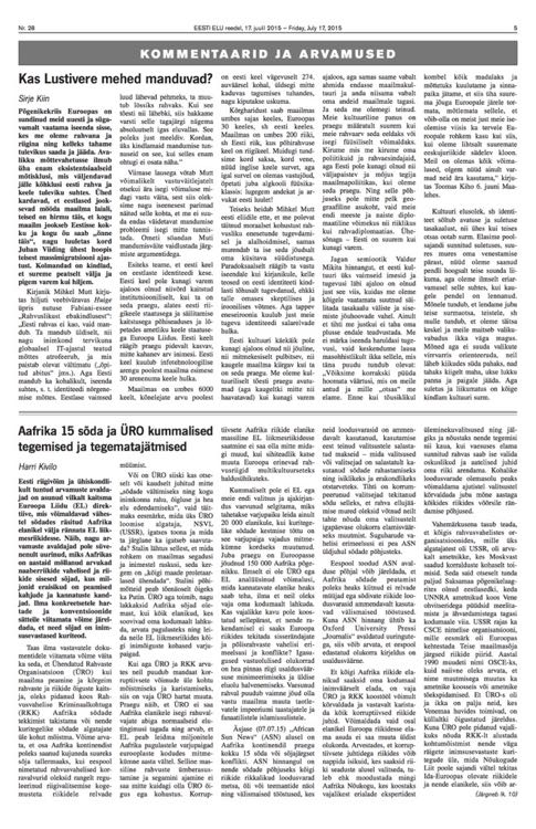 Eesti Elu Nr. 28 - 17. juuli 2015 - Eesti Elu