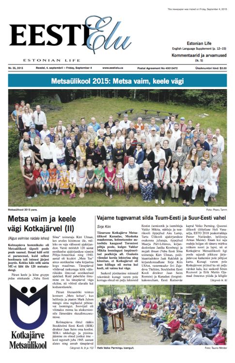 Eesti Elu Nr. 35 - 4. september 2015 - Eesti Elu