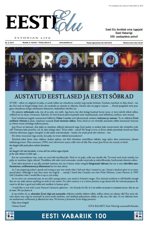 Eesti Elu Nr. 9 - 2. märts 2018 - Eesti Elu