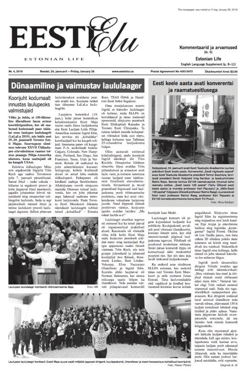 Eesti Elu Nr. 4 - 25. jaanuar 2019 - Eesti Elu