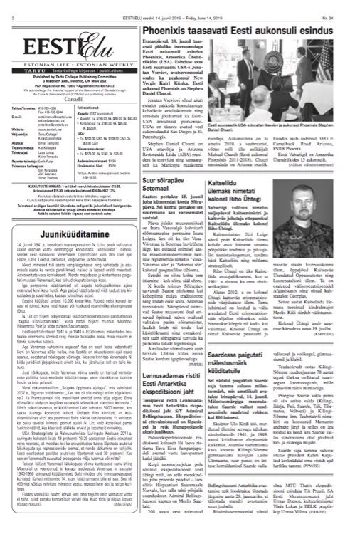 Eesti Elu Nr. 24 - 14. juuni 2019 - Eesti Elu